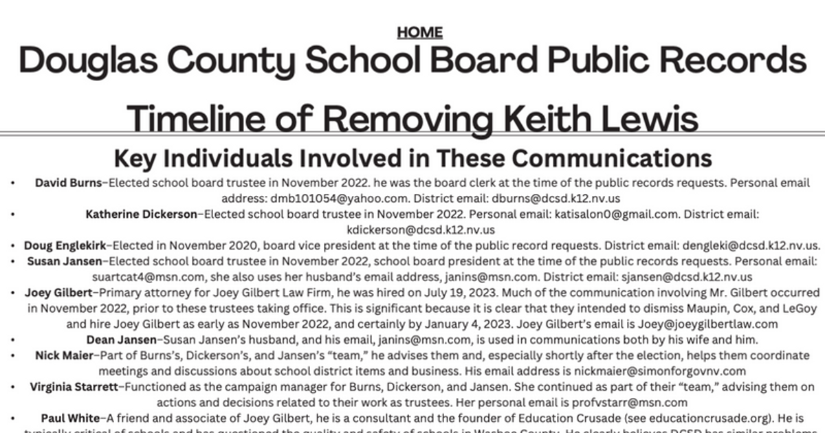 Timeline of Removing Keith Lewis